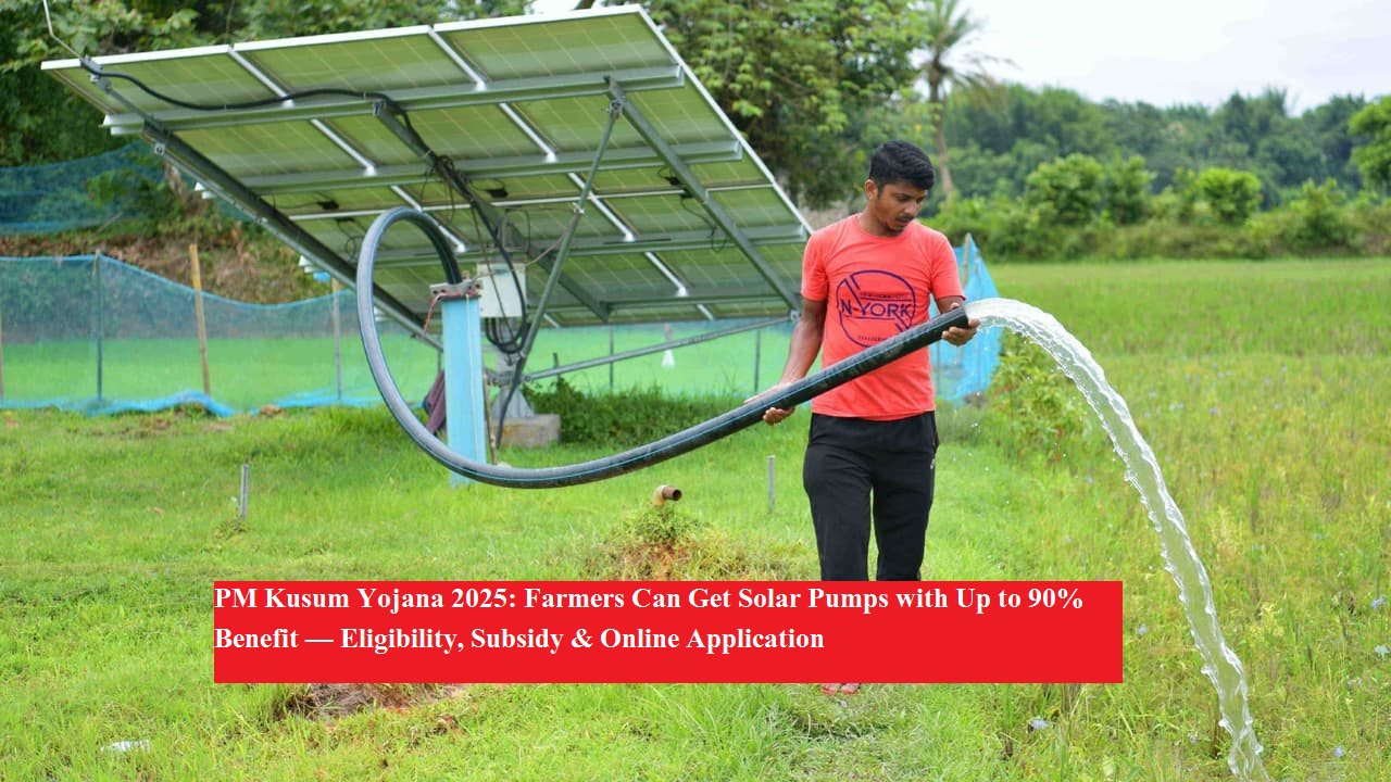 PM Kusum Yojana 2025: Farmers Can Get Solar Pumps with Up to 90% Benefit — Eligibility, Subsidy ...